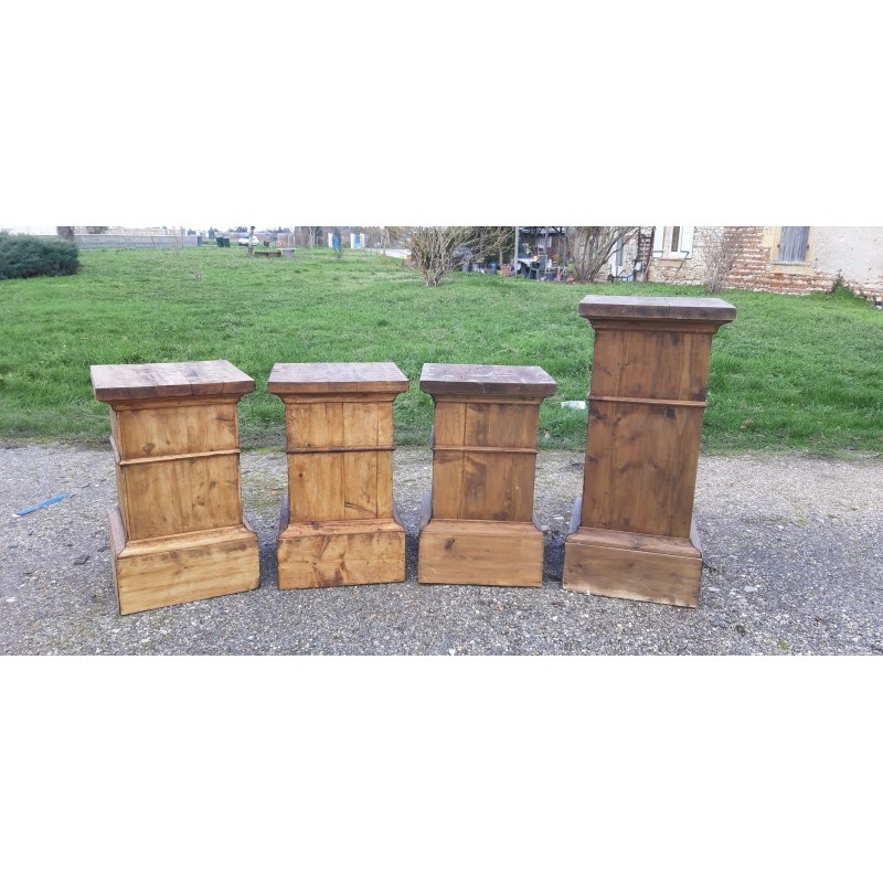 4 Socles en Bois Pin Vintage Naturel