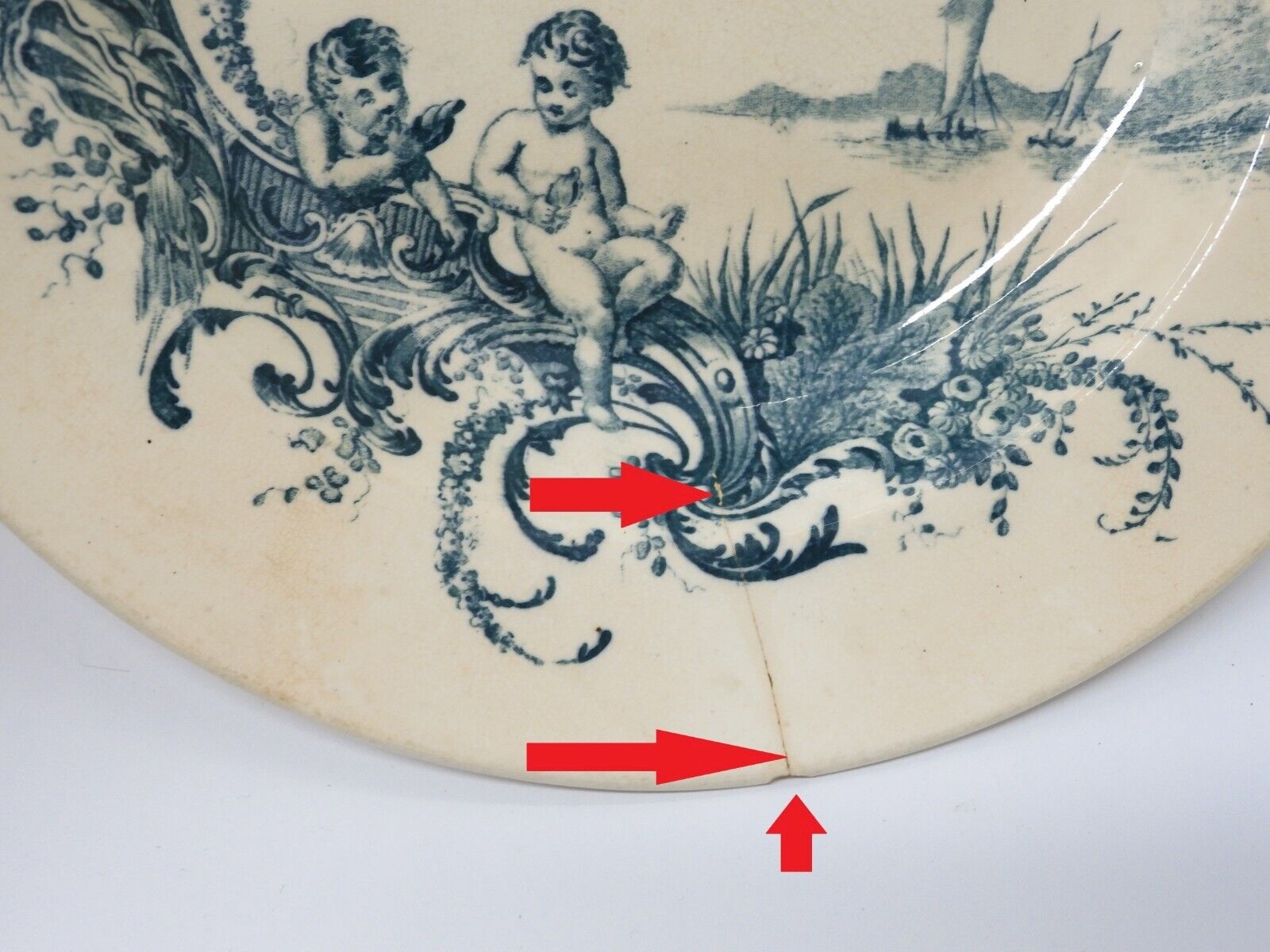 -6 ASSIETTES JULES VIEILLARD SERVICE NEPTUNE avec accidents usures ...