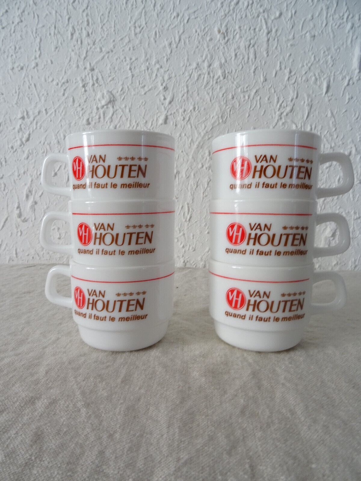 6 Van Houten Chocolat MUG TASSE 70s bistrot 490323 Pub Blanc Céramique