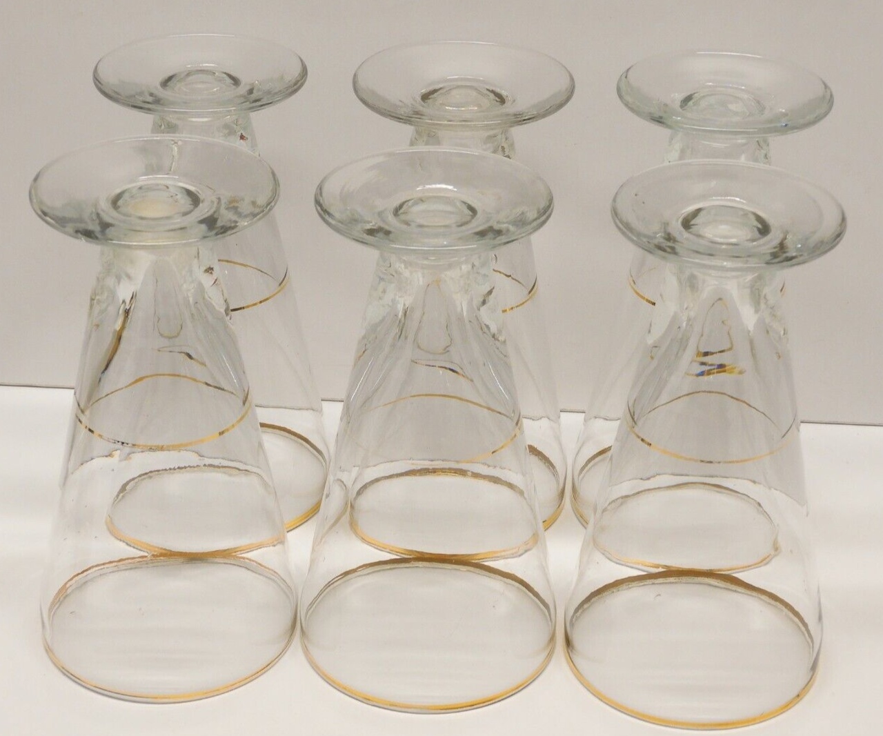 -6 VERRES de BISTROT BORDURES Dorées avec trait doré pour la dose ...