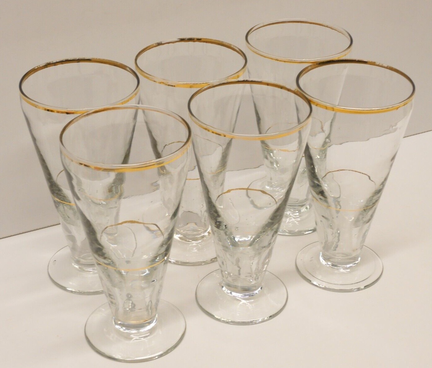 -6 VERRES de BISTROT BORDURES Dorées avec trait doré pour la dose ...