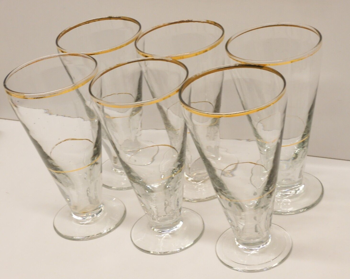 -6 VERRES de BISTROT BORDURES Dorées avec trait doré pour la dose ...