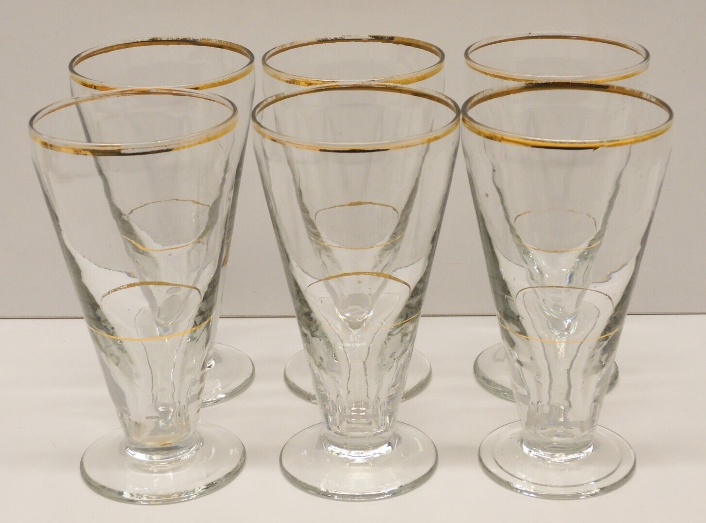 -6 VERRES de BISTROT BORDURES Dorées avec trait doré pour la dose ...