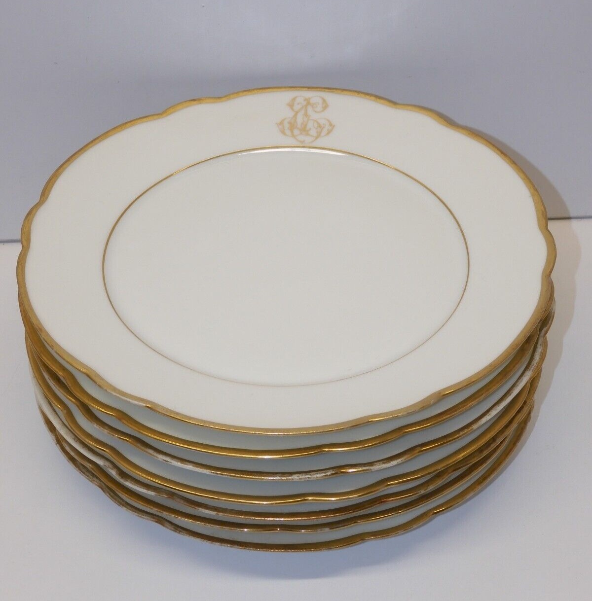 *7 BELLES ASSIETTES A DESSERT PORCELAINE de PARIS Monogrammées LC déco ...