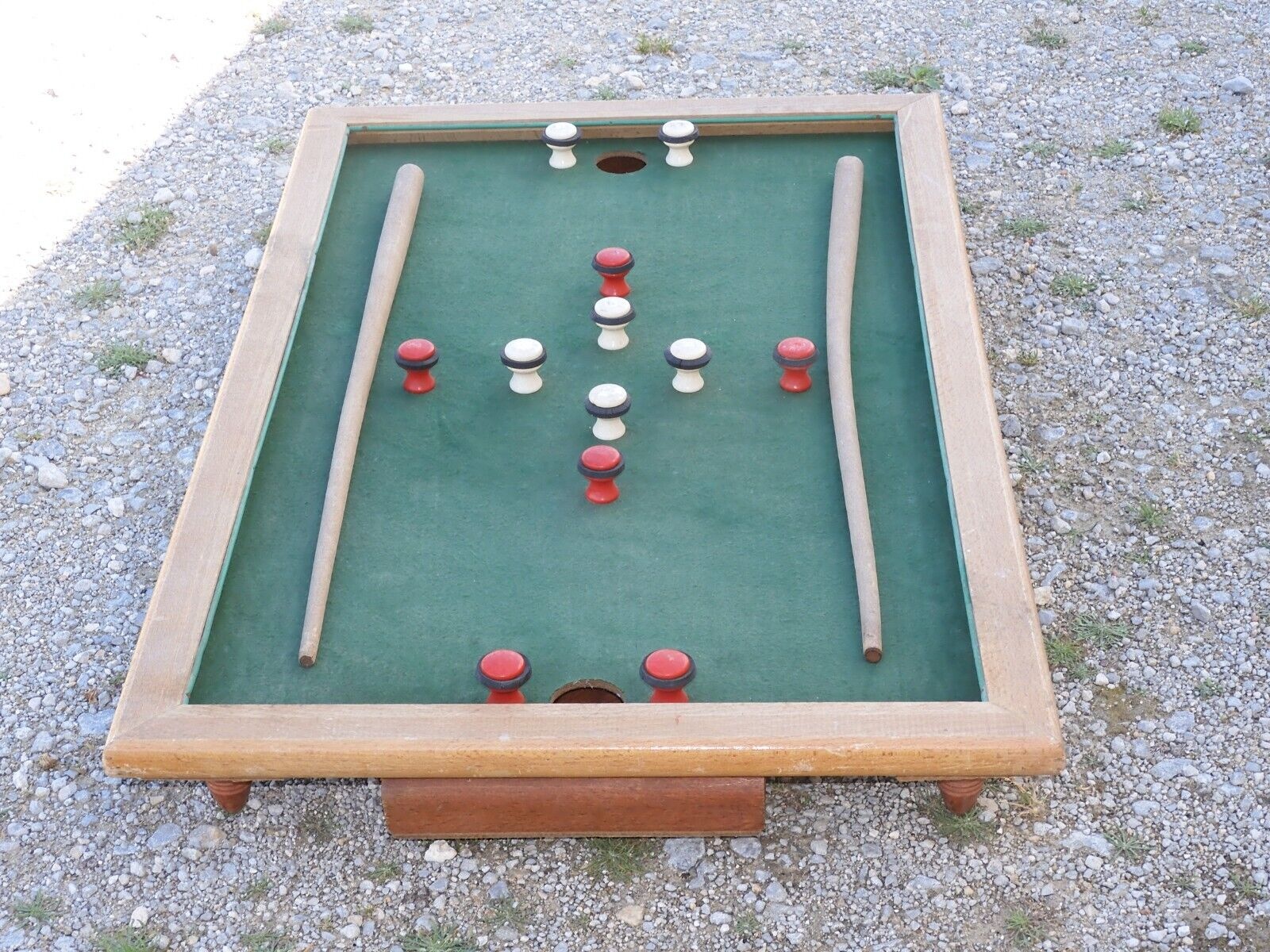 *ANCIEN BILLARD de TABLE JEU ANCIEN avec 2 CANNES TAPIS BON ETAT COLLECTION D Bois - Vendu