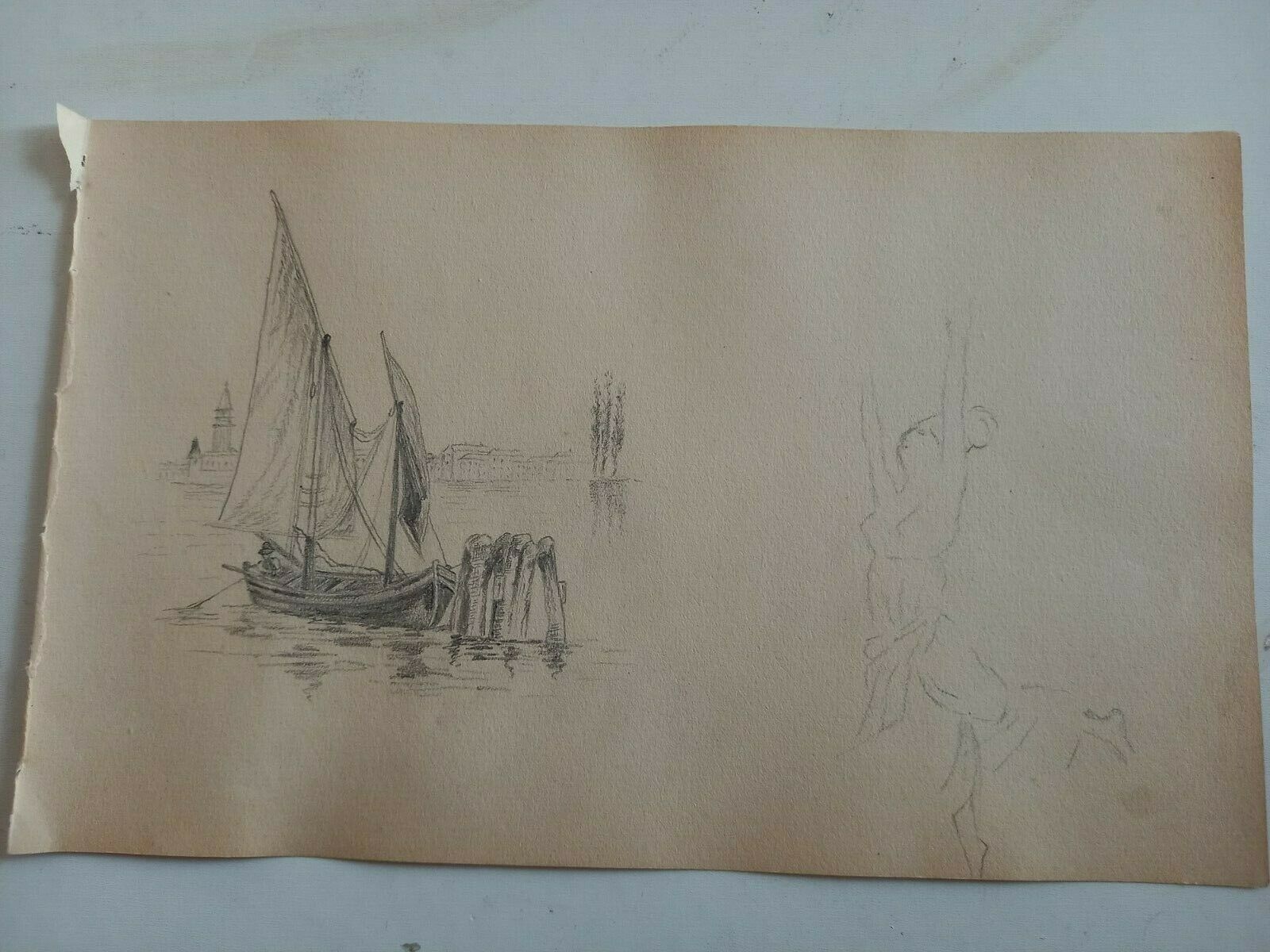ancien dessin au crayon , croquis 1 , bon état 15x24 cms, 1920