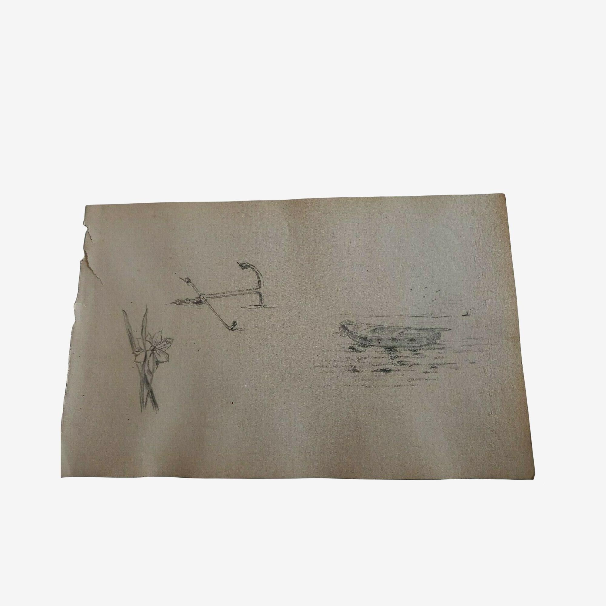 ancien dessin au crayon , croquis 8, bon état 15x24 cms, 1920 - Vendu