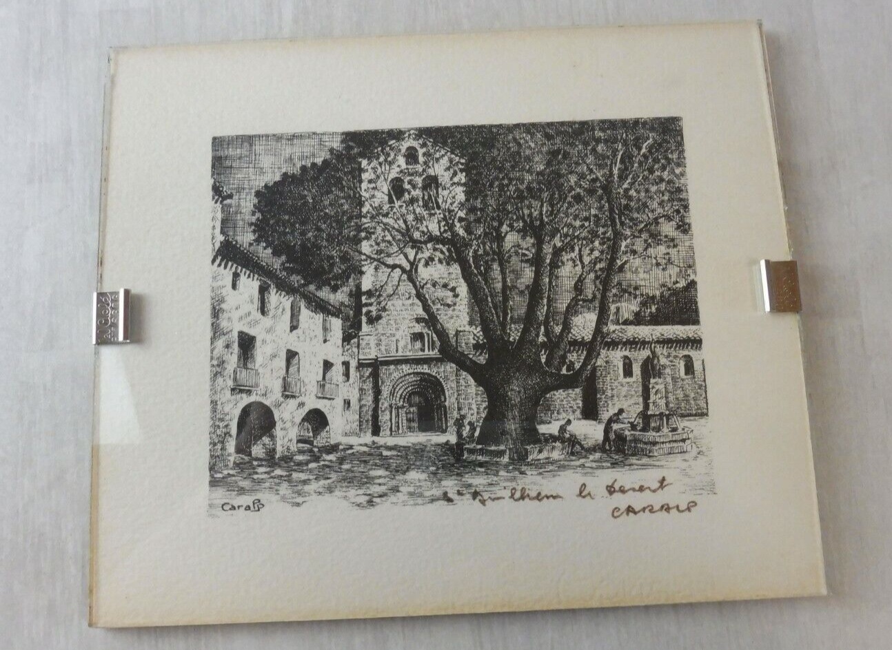 Ancien dessin / tableau, St Guilhem, le Désert, de Maurice Caralp