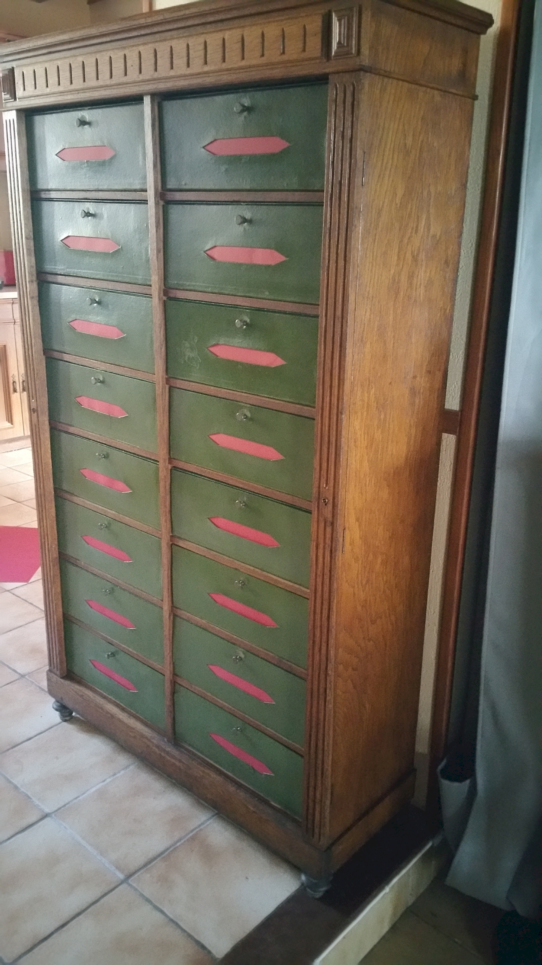 Ancien meuble de notaire années 50 Vintage Bois/Carton