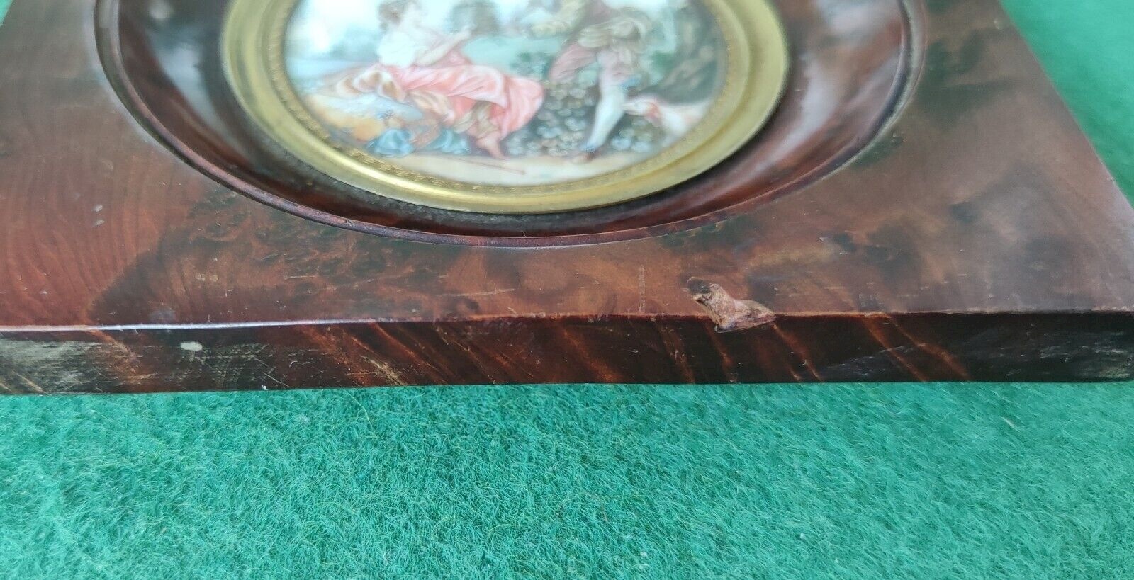 Ancien Petit Cadre portrait Miniature/Scène Romantique ancienne/old frame