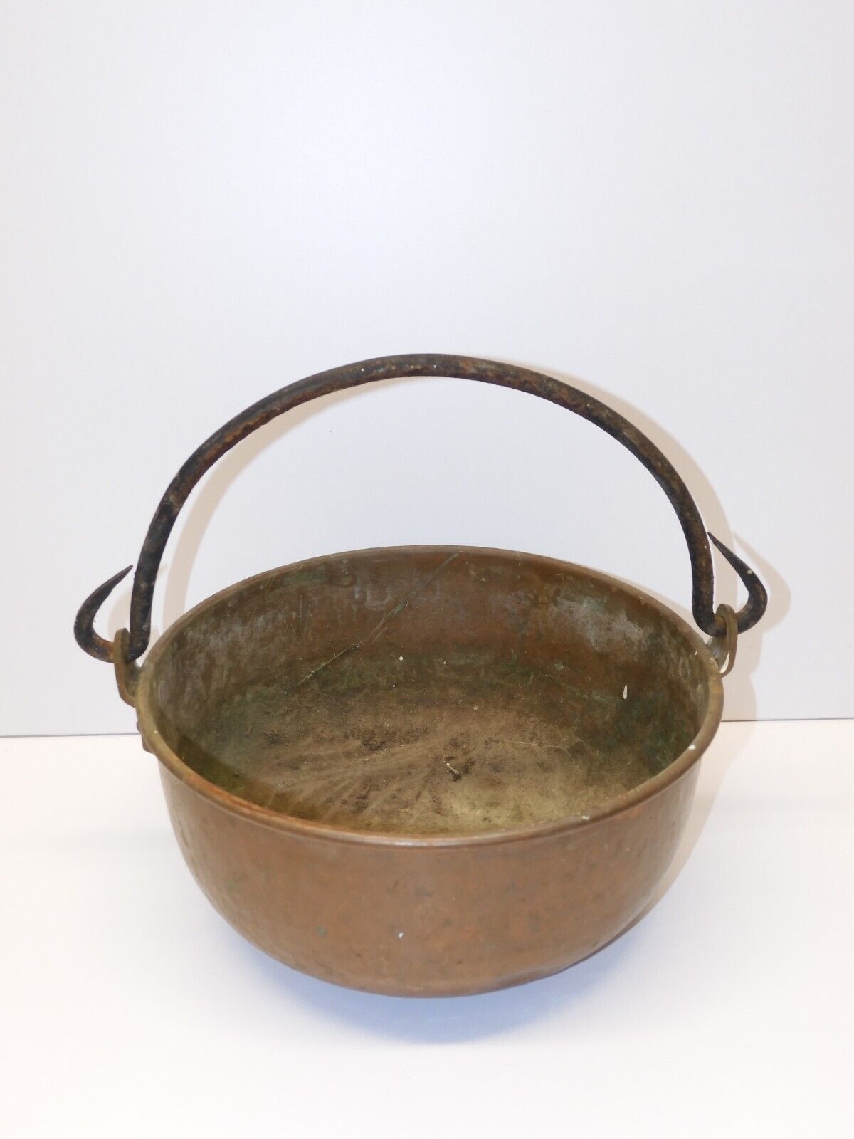 *ANCIEN PETIT CHAUDRON CUIVRE ANSE FER Forgé SORTI de GRANGE DECO ...