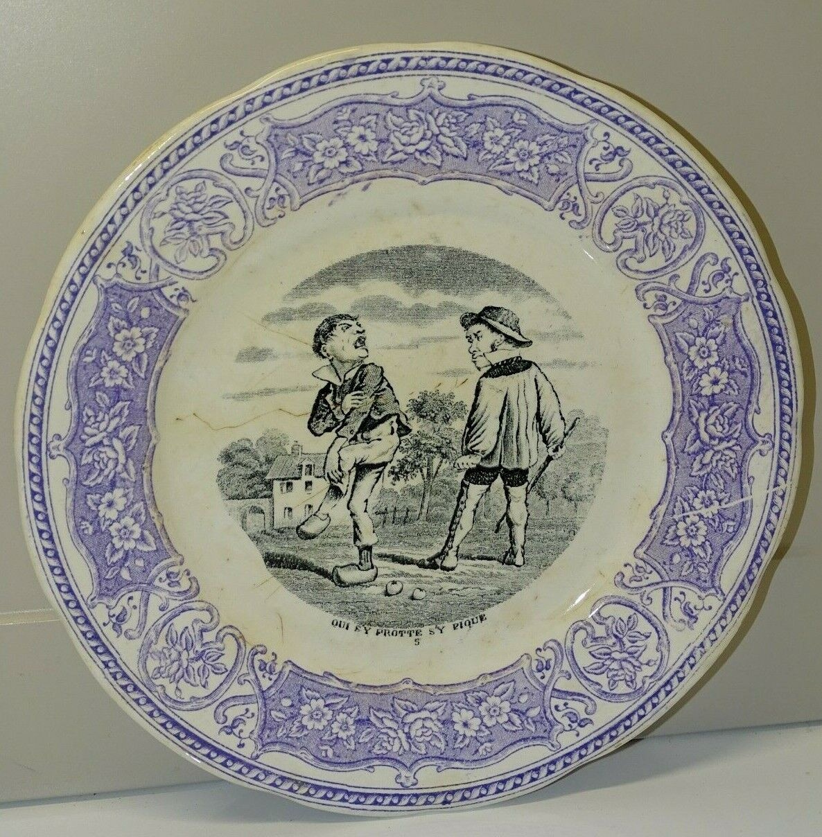 ANCIENNE ASSIETTE PARLANTE DIGOIN SARREGUEMINES QUI SY FROTTE SY PIQUE ...