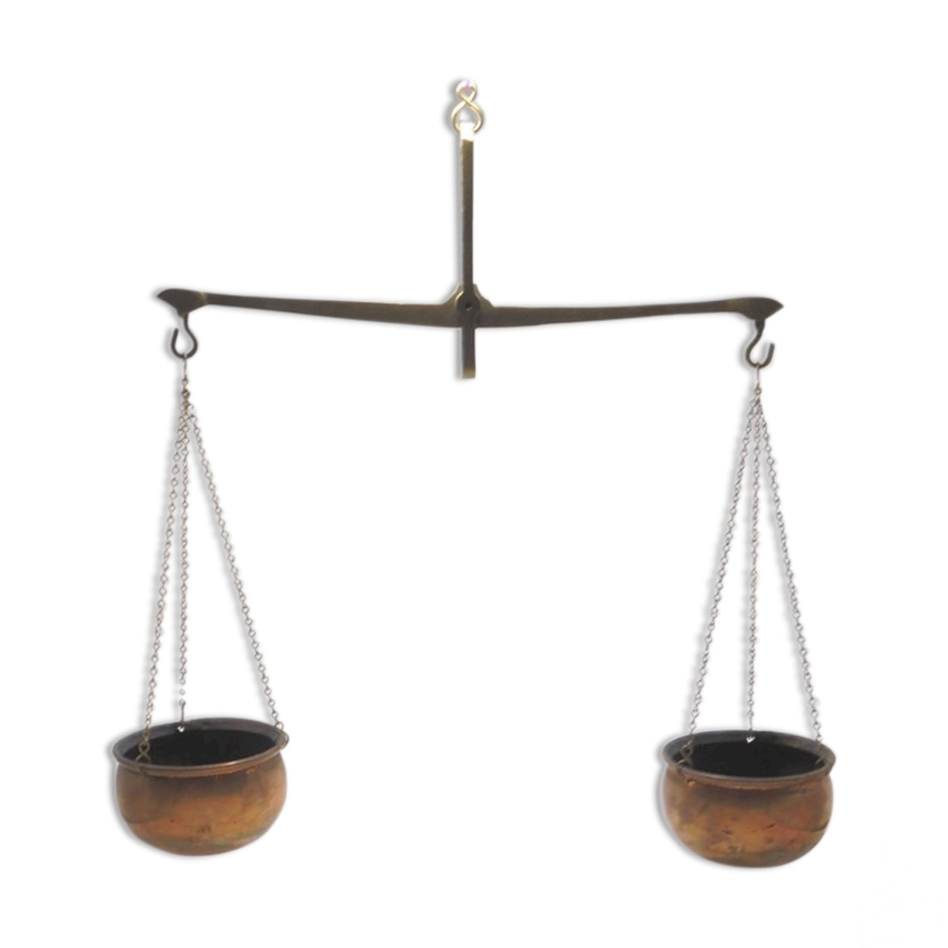 Ancienne balance Marron/Orange Métal/Cuivre