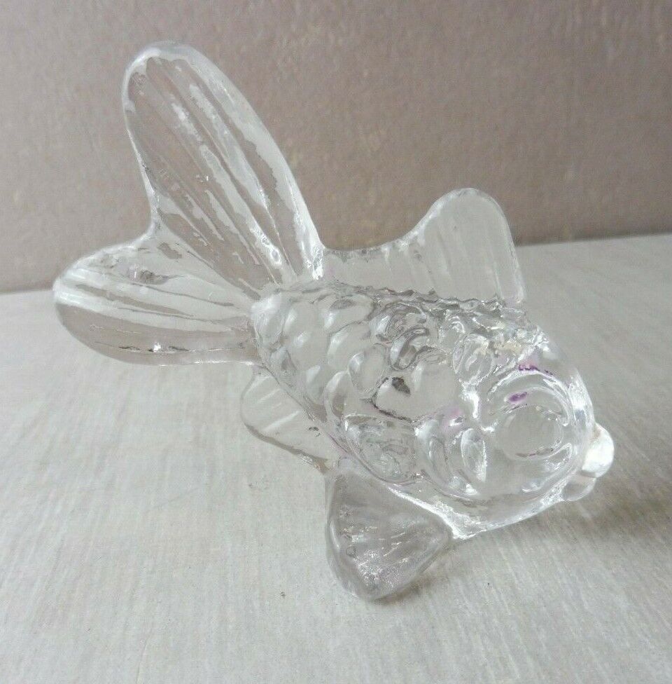 Ancienne figurine en cristal, poisson de Goebel 1979 Transparent