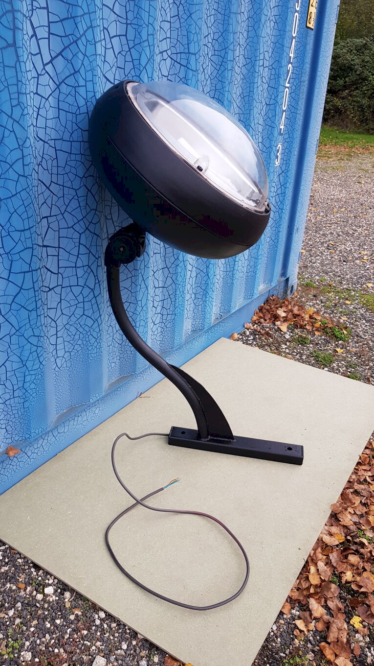 Ancienne lanterne ronde d'éclairage public de la ville de Paris Vintage Noir Métal - Vendu