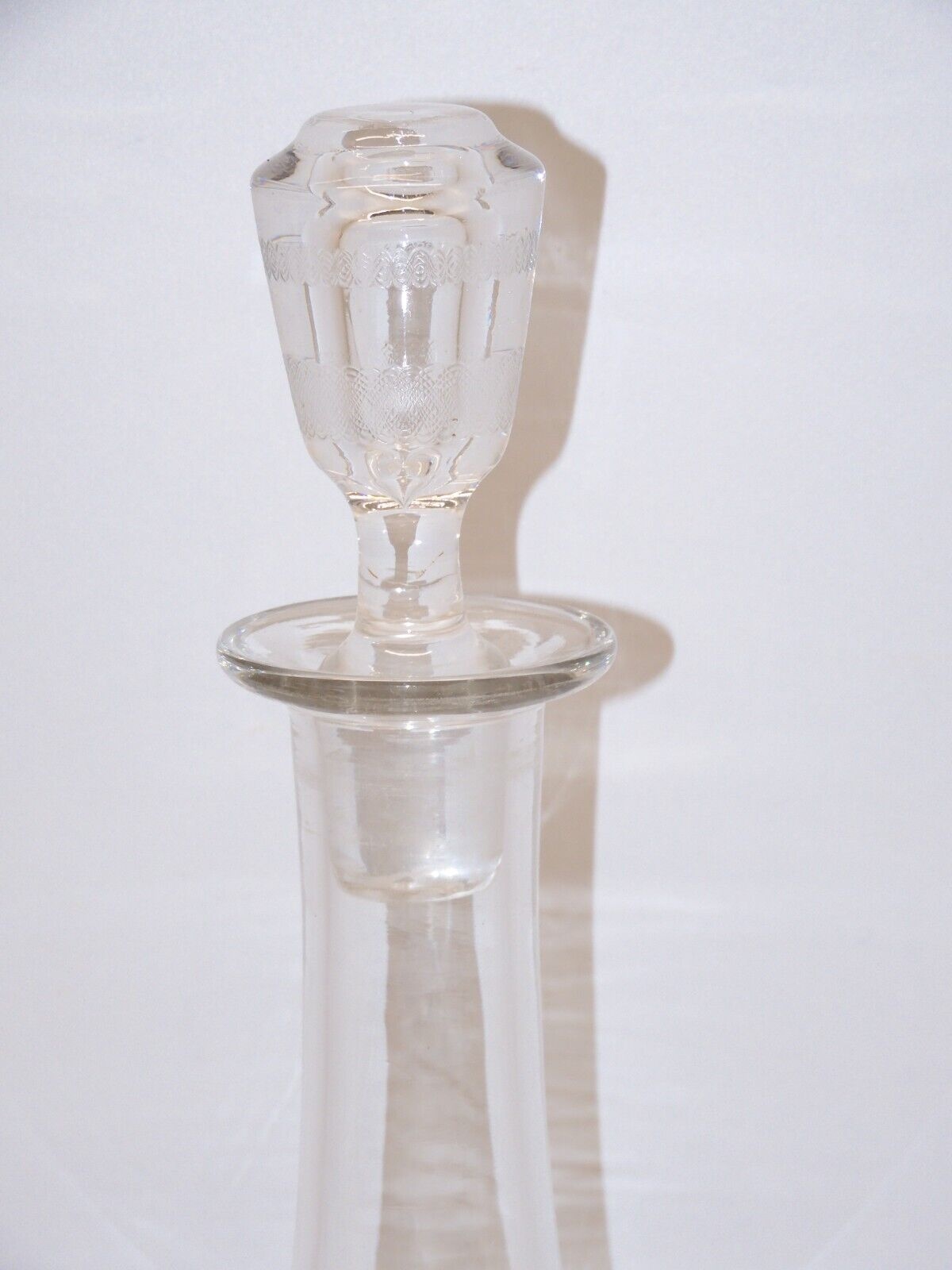 *BELLE ANCIENNE CARAFE VERRE Gravé TORTILLONS avec BOUCHON XIXe VIN ...