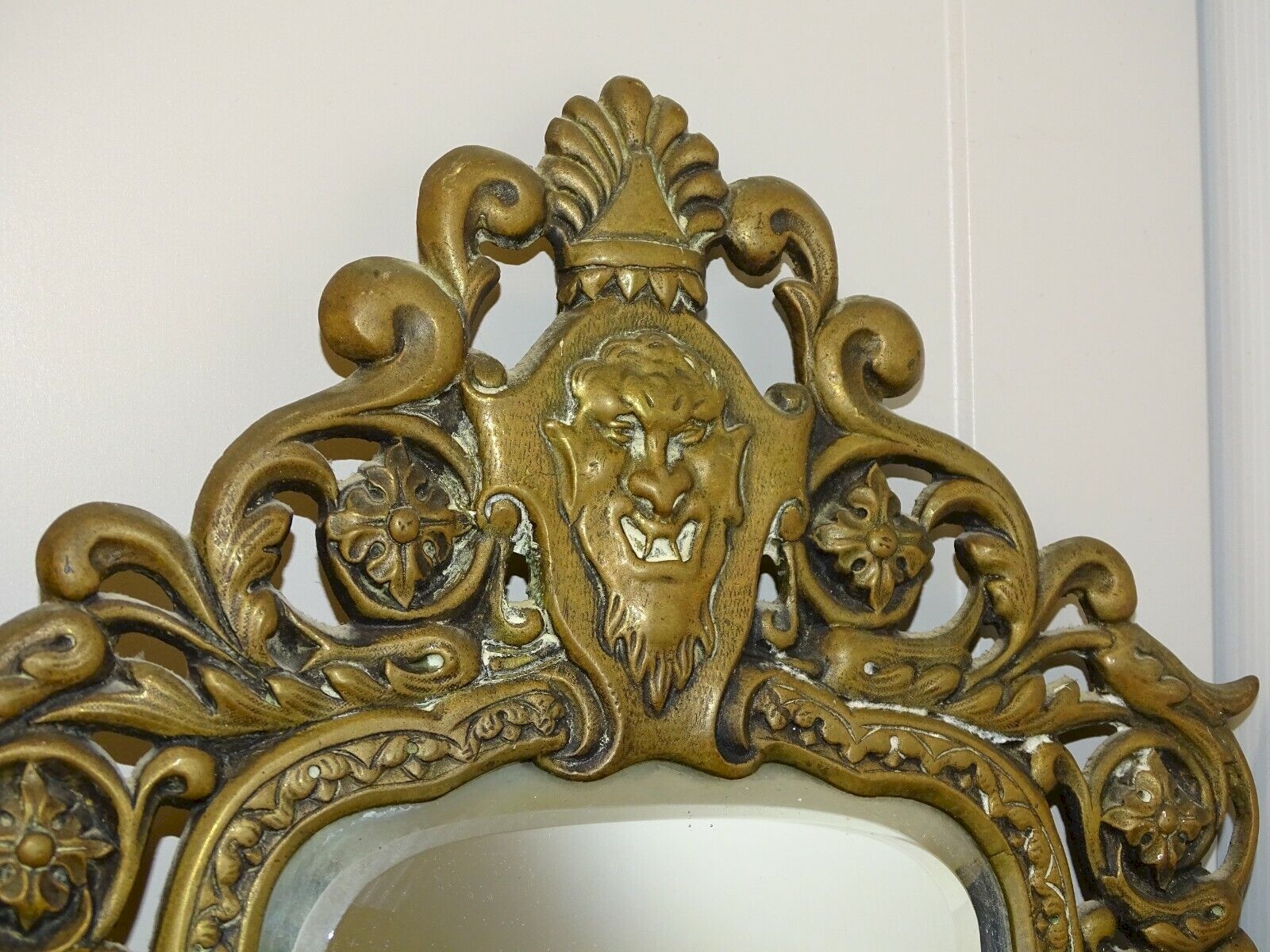 *BELLE PAIRE DAPPLIQUES BRONZE XIXe 3 feux & têtes de SATYRES MIROIR ...