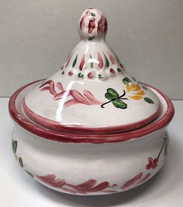 Boite De La Faïencerie Dart D'Angoulême Le Renoleau H 16 L 24 l 16 Cm Blanc/Rouge Floral,Végétal