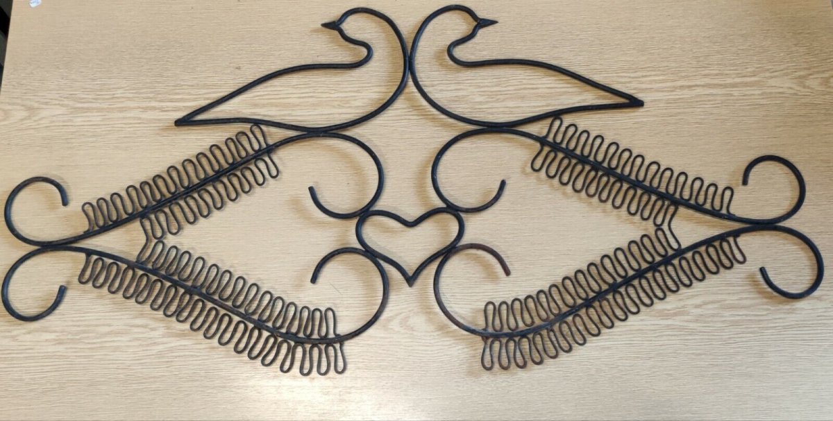 Vintage Wrought Iron wall decoration/doves of love/wrought iron ...