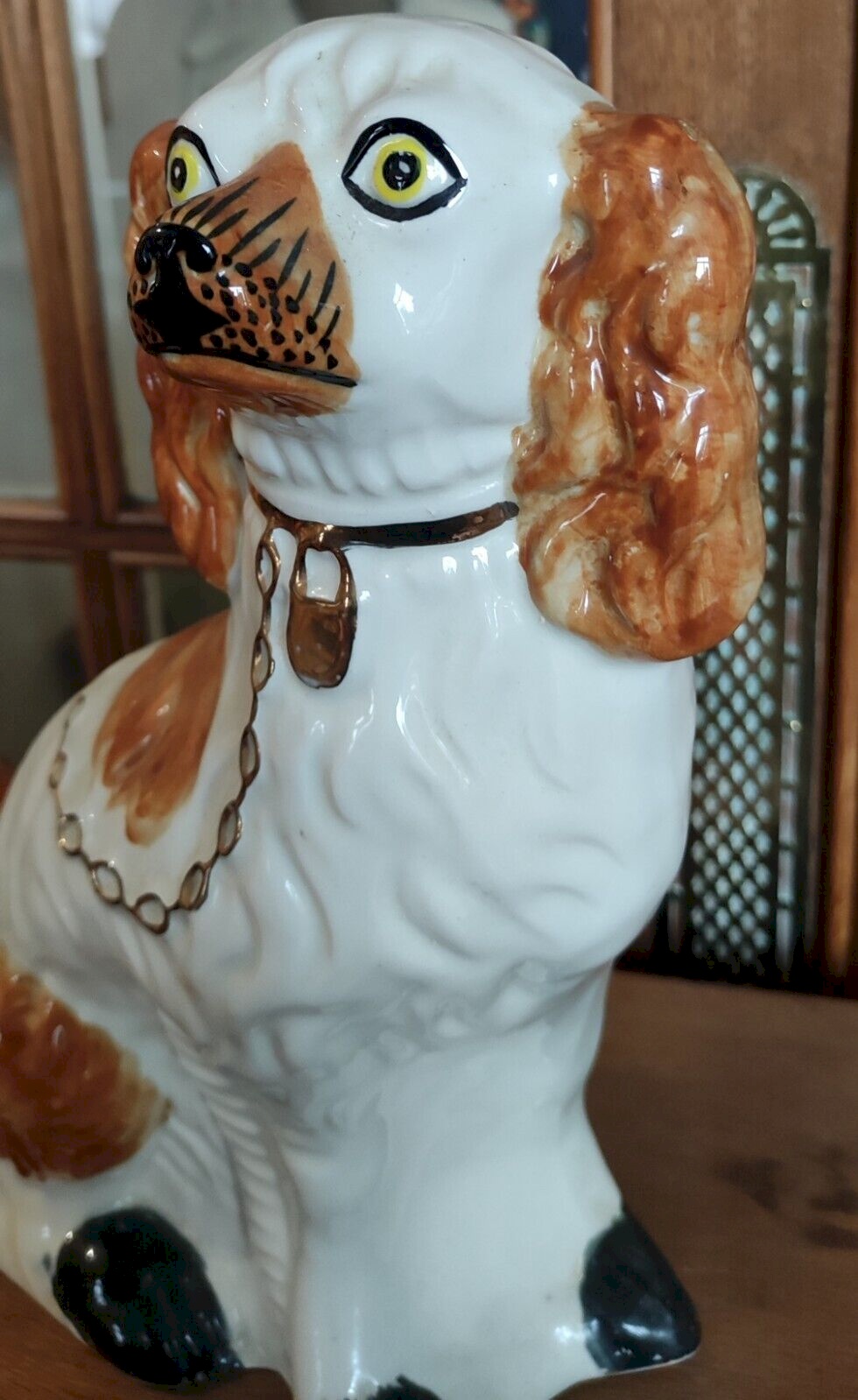 Grande statue chien Staffordshire Cavalier king Charles/19 ème/english ...
