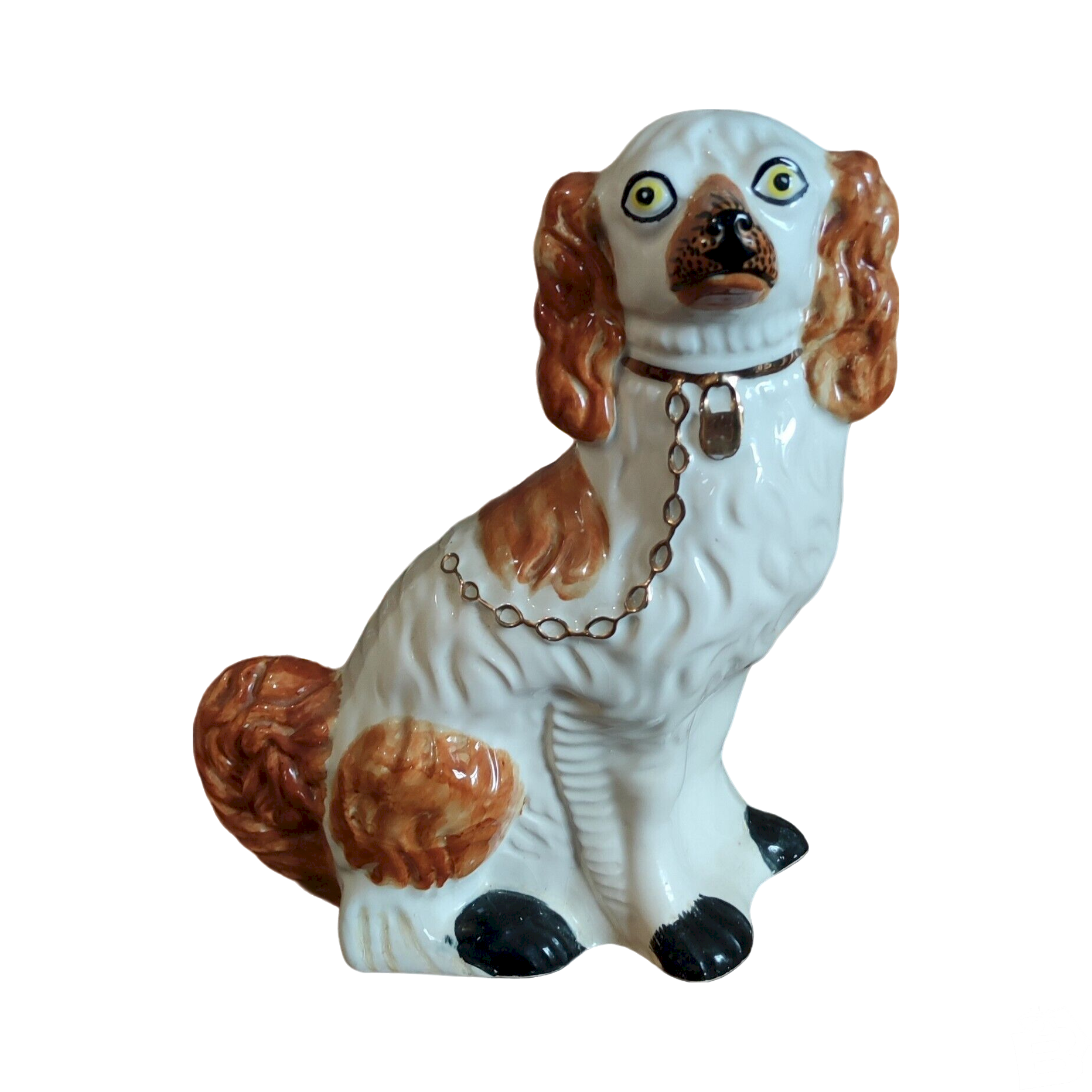 Grande statue chien Staffordshire Cavalier king Charles/19 ème/english ...