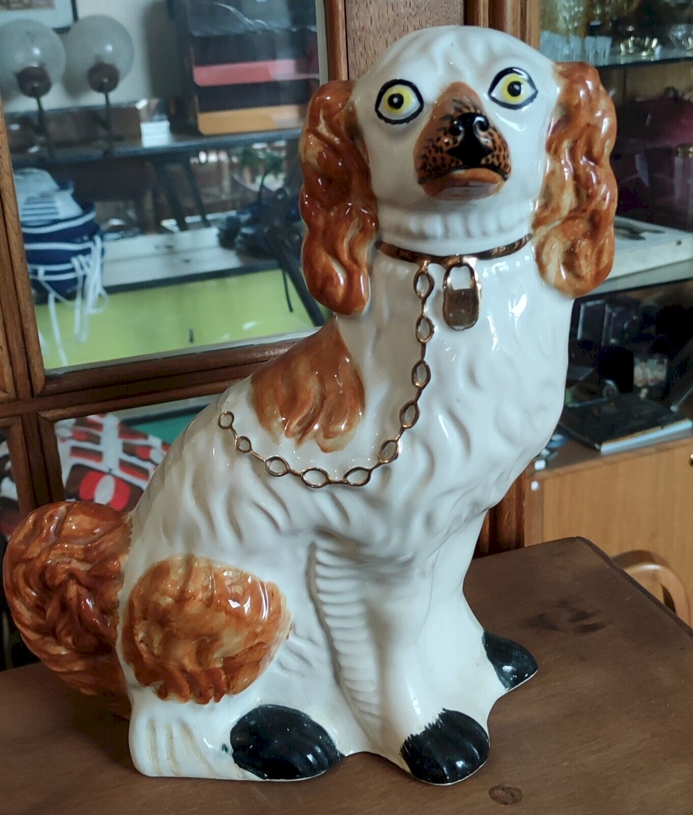 Grande statue chien Staffordshire Cavalier king Charles/19 ème/english ...