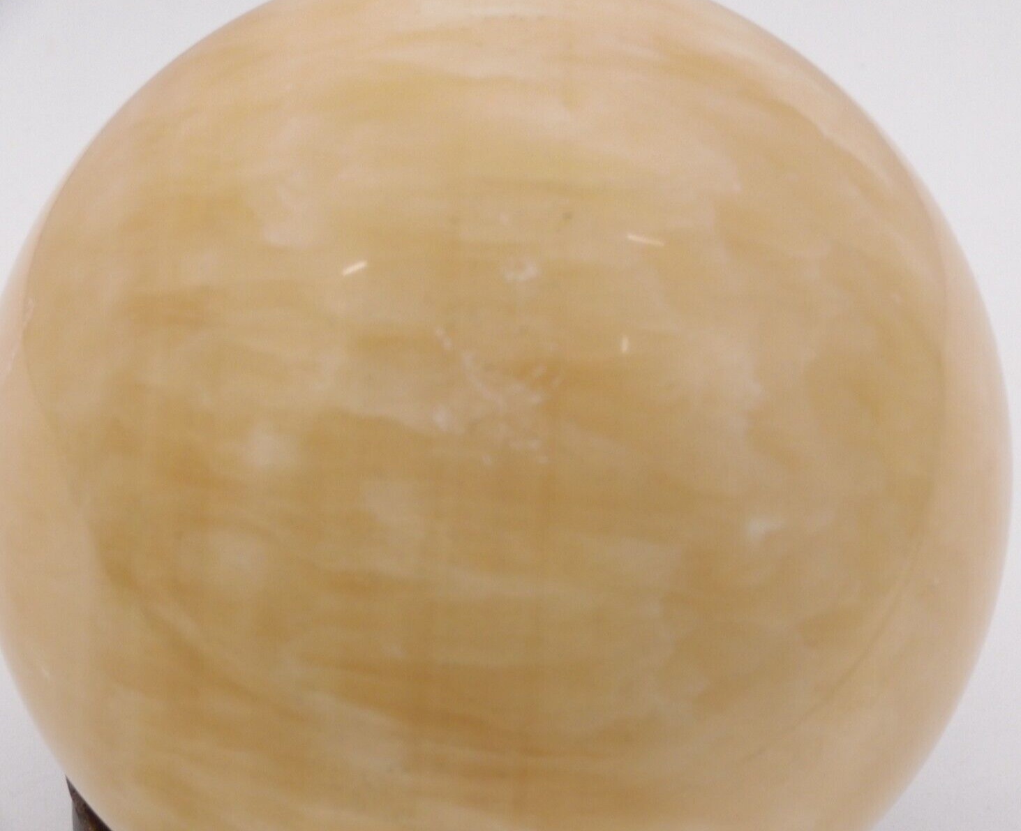 *GROSSE BOULE MINERALE MARBRE ou ALBATRE sur socle bois Déco COLLECTION D