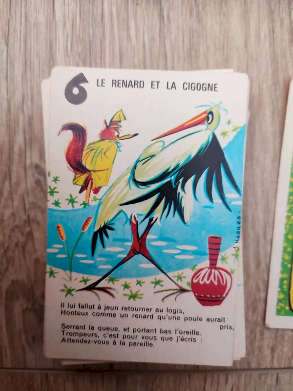 Jeu de 7 familles ancien sur les fables de la fontaine Noir