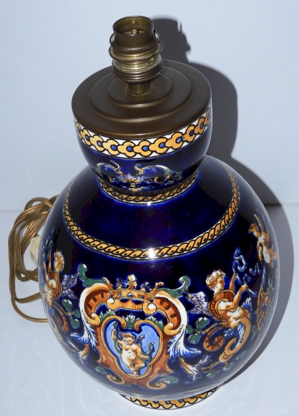 *JOLI ANCIEN GRAND PIED DE LAMPE CERAMIQUE GIEN RENAISSANCE DECO XXe ...