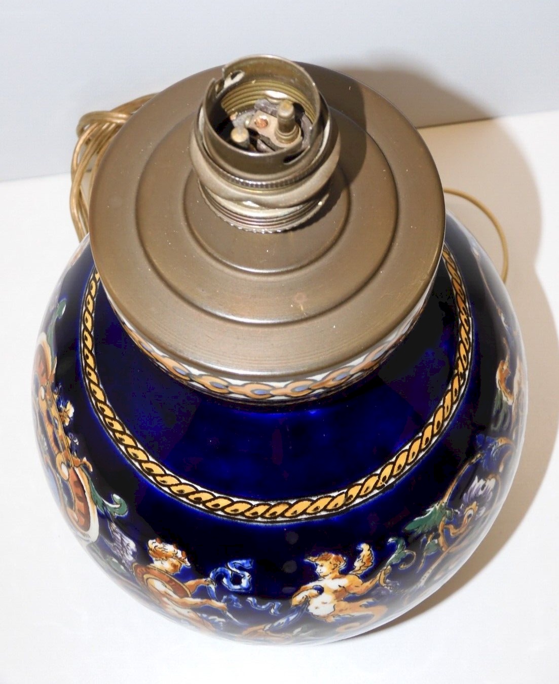 *JOLI ANCIEN GRAND PIED DE LAMPE CERAMIQUE GIEN RENAISSANCE DECO XXe ...