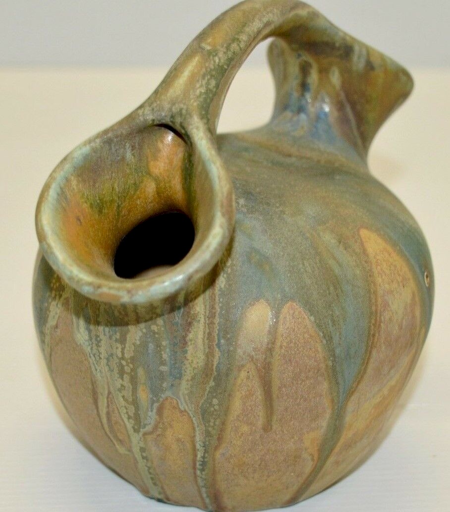 JOLI VASE DOUBLE EN GRES A COULURES SIGNE METENIER ART DECO OBJET DE ...