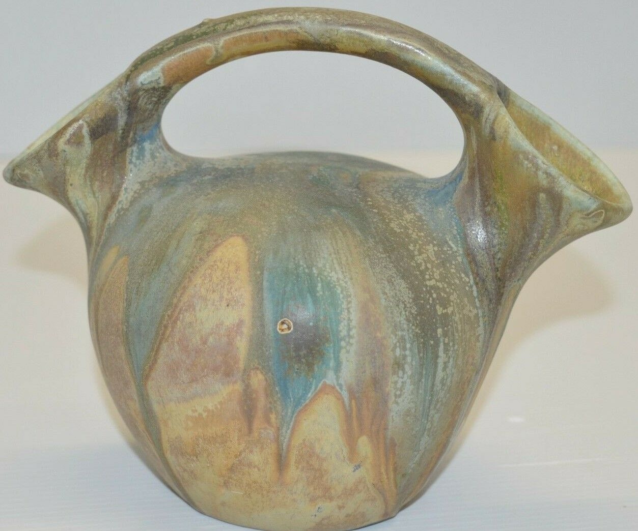 JOLI VASE DOUBLE EN GRES A COULURES SIGNE METENIER ART DECO OBJET DE ...