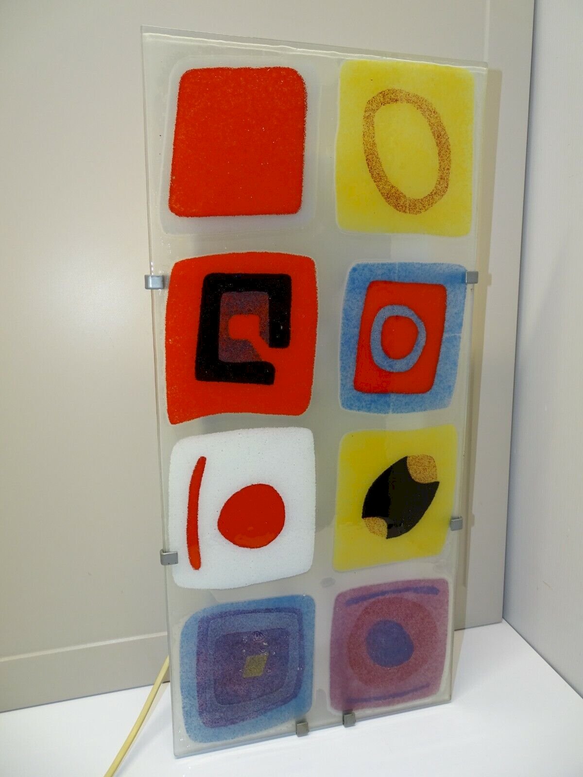 LAMPE APPLIQUE VINTAGE IKEA GYLLEN EN VERRE ABSTRAIT Coloré déco XXe ...