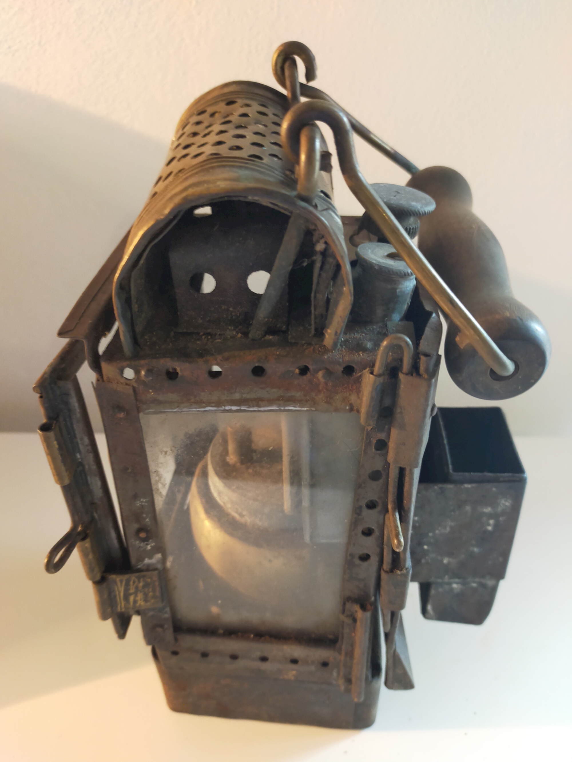 Lampe lanterne de cheminot train Chemins de fer Naturel Bois/Métal/Verre