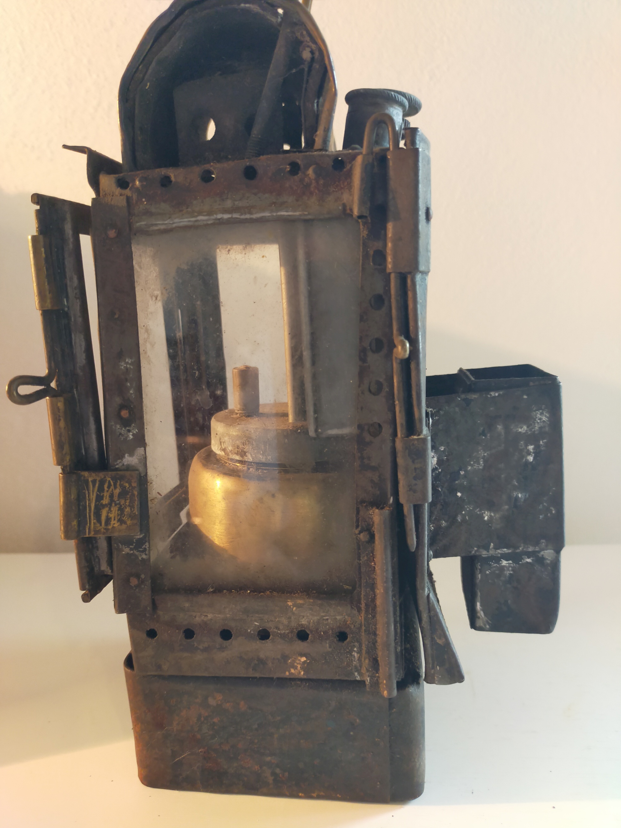 Lampe lanterne de cheminot train Chemins de fer Naturel Bois/Métal/Verre
