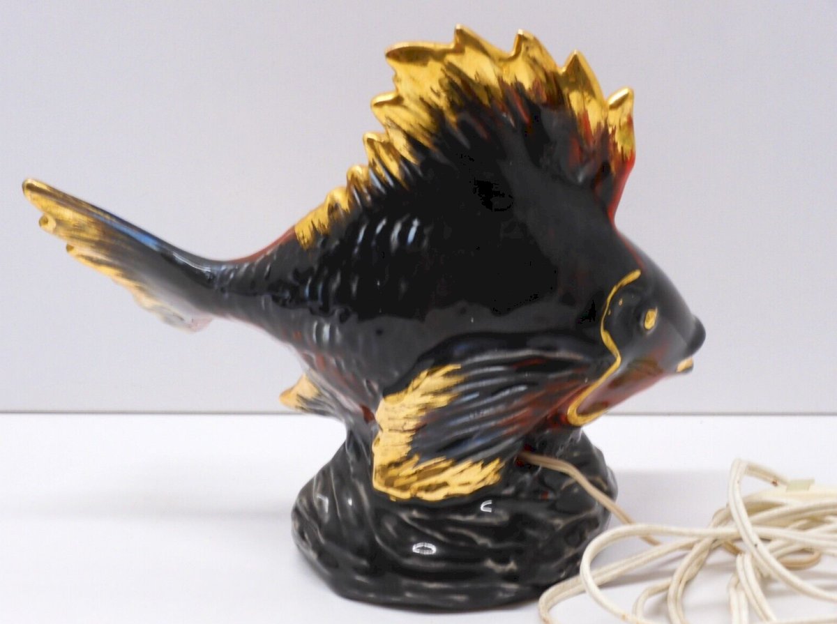 - LAMPE VEILLEUSE POISSON CERAMIQUE VINTAGE type VALLAURIS/MONACO non ...