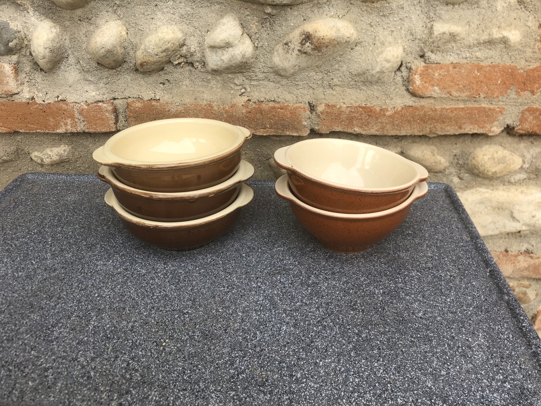 Lot de bols en grès Beige/Marron/Marron Grès/Céramique