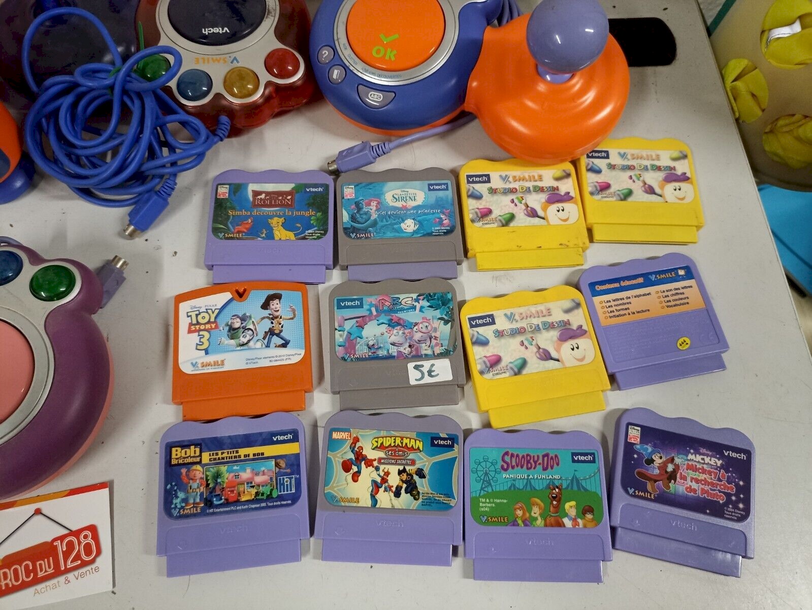 lot Vsmile Vtech - console + 3 manettes + 12 jeux - Alimentation ...