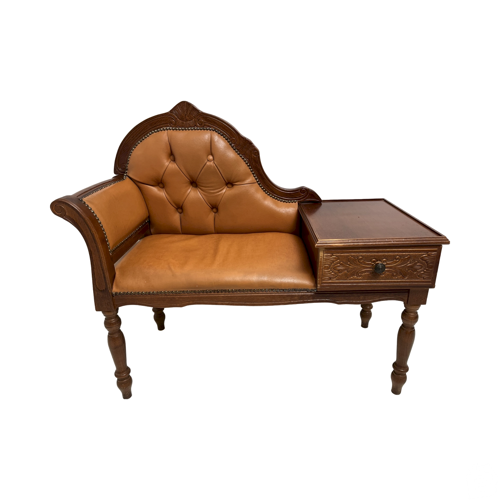 Meuble Téléphone vintage Artdéco Bois/Cuir