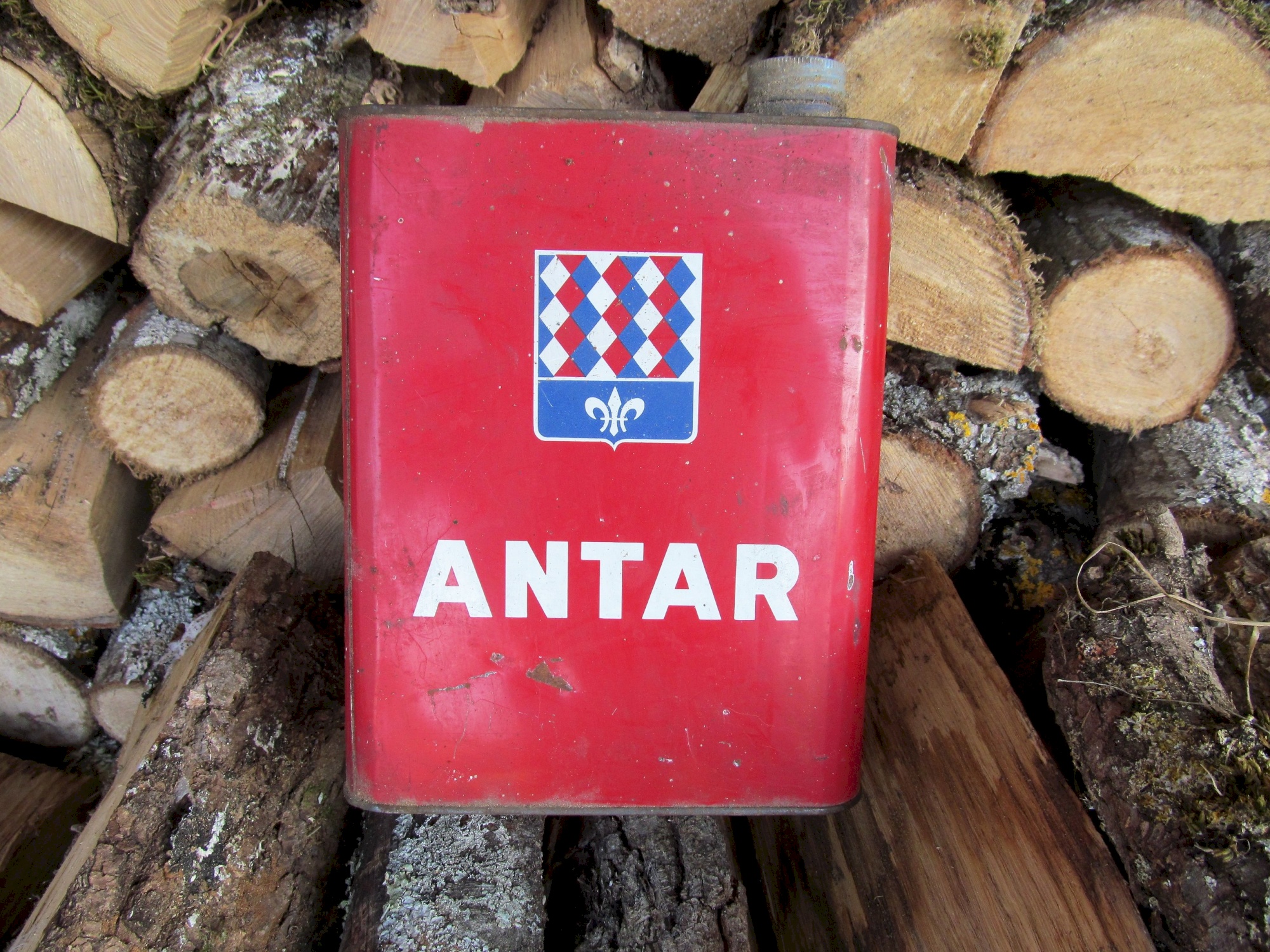 Old oil tin French Antar bidon huile garage publicity man cave retro ...