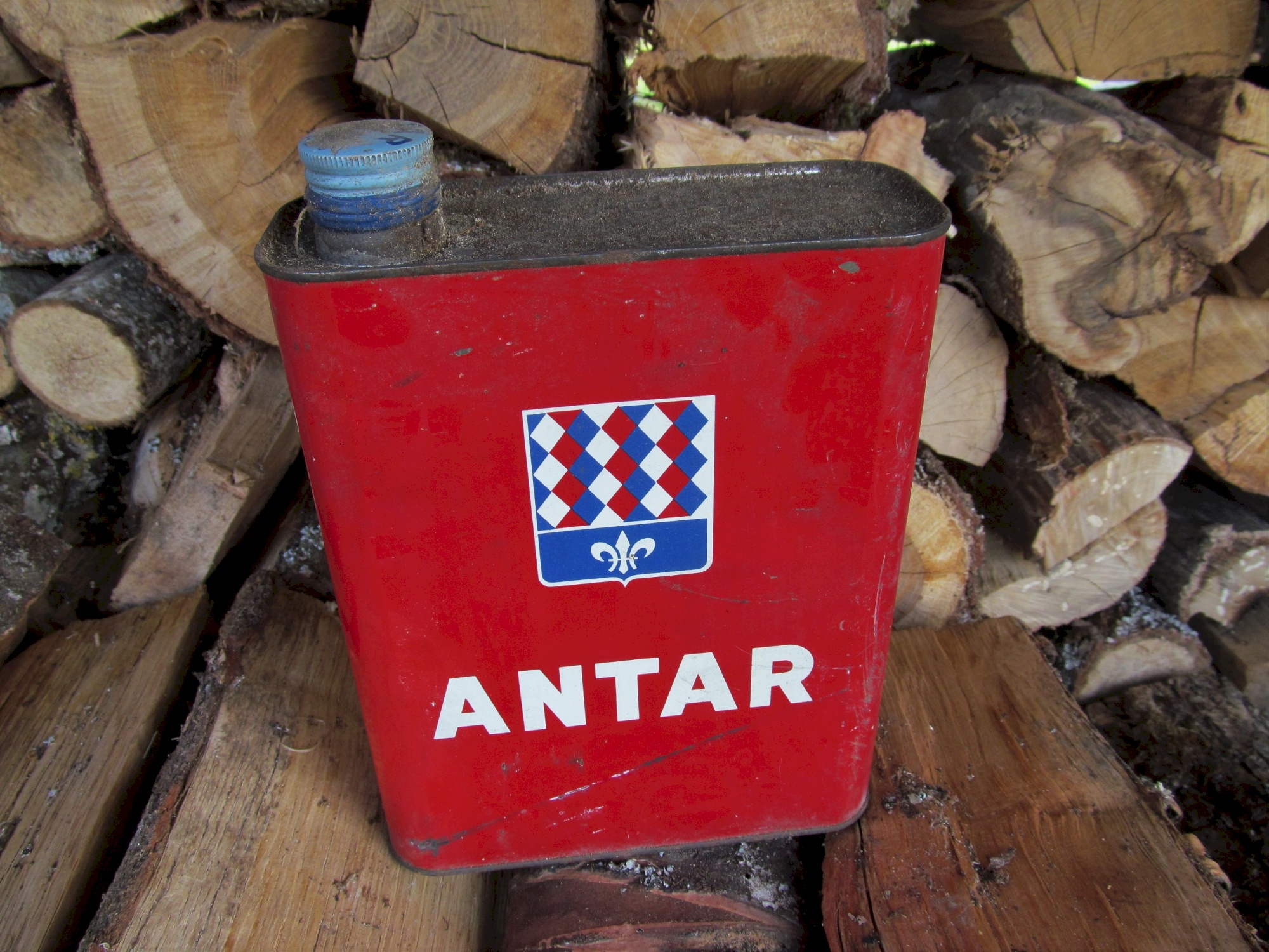 Old oil tin French Antar bidon huile garage publicity man cave retro ...