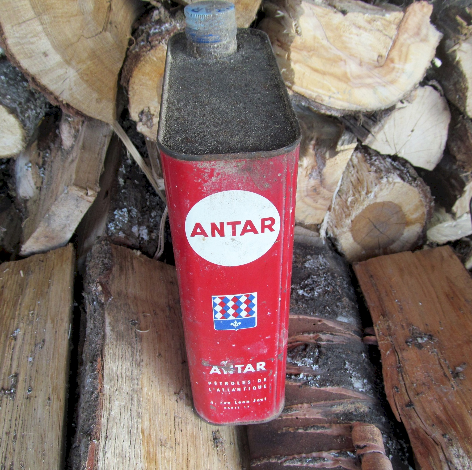 Old oil tin French Antar bidon huile garage publicity man cave retro ...