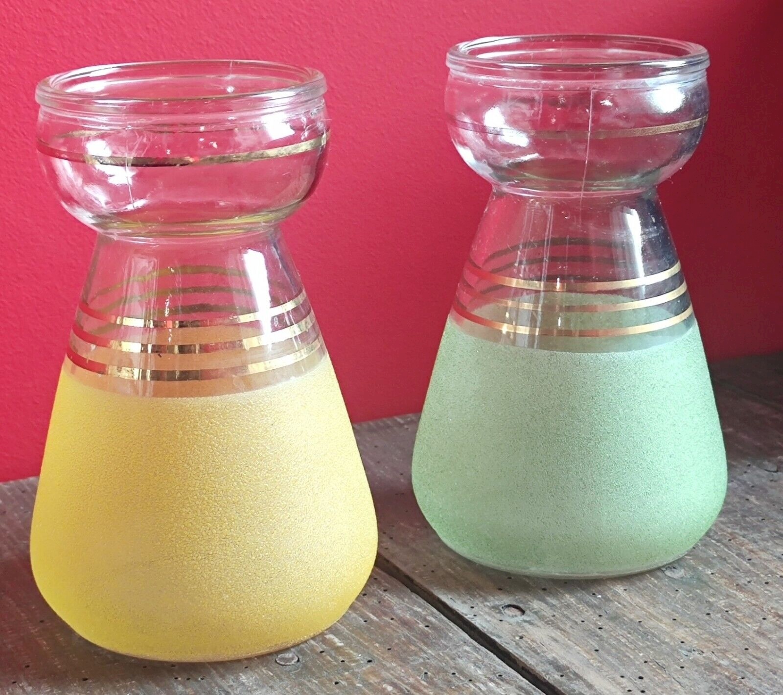 Paire Anciens Vases A Jacinthe/vases colorés vintage/old hyacinth vase ...