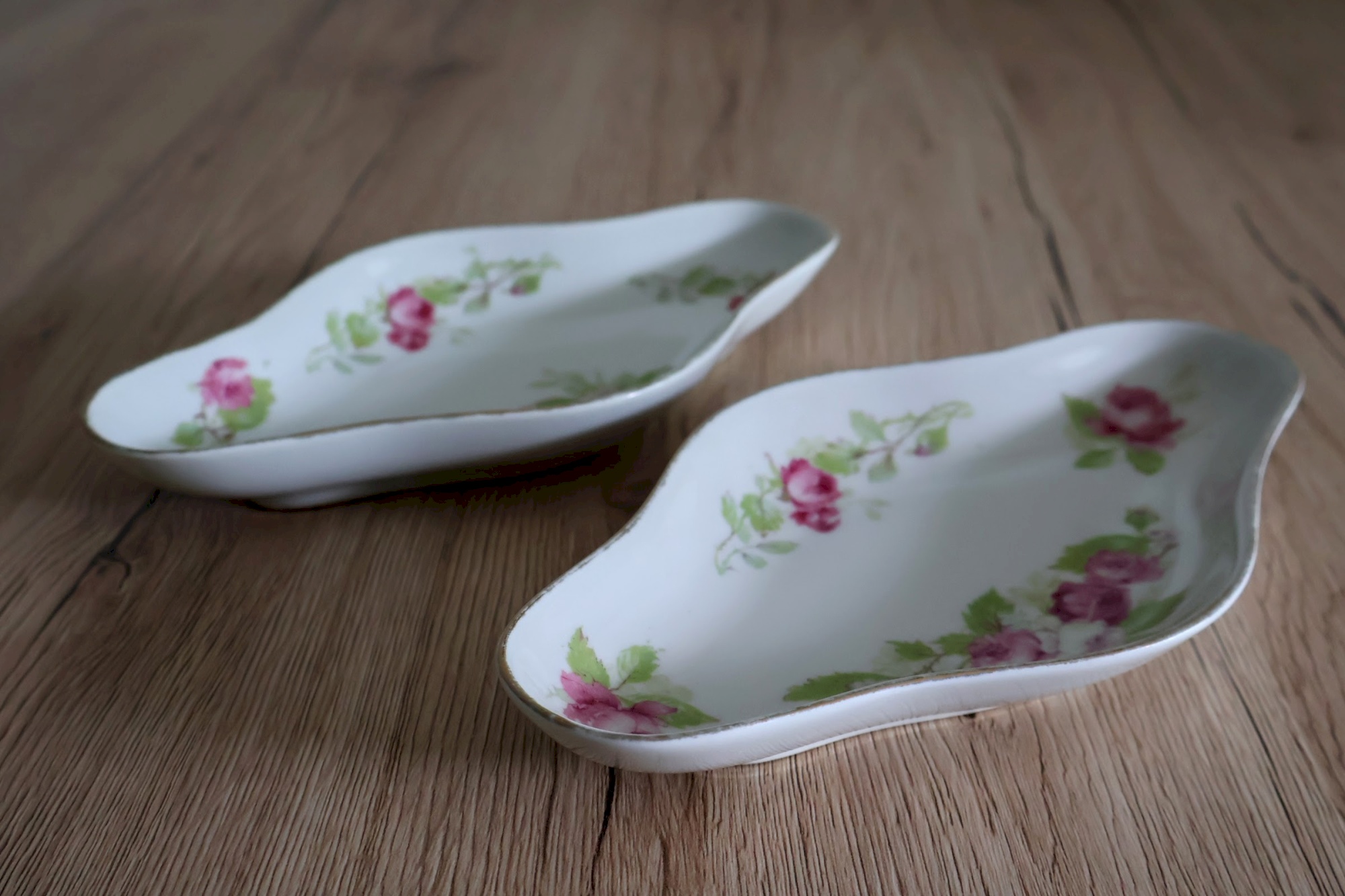 Paire de raviers décor fleuri Limoges - vintage Blanc/Rouge Porcelaine ...