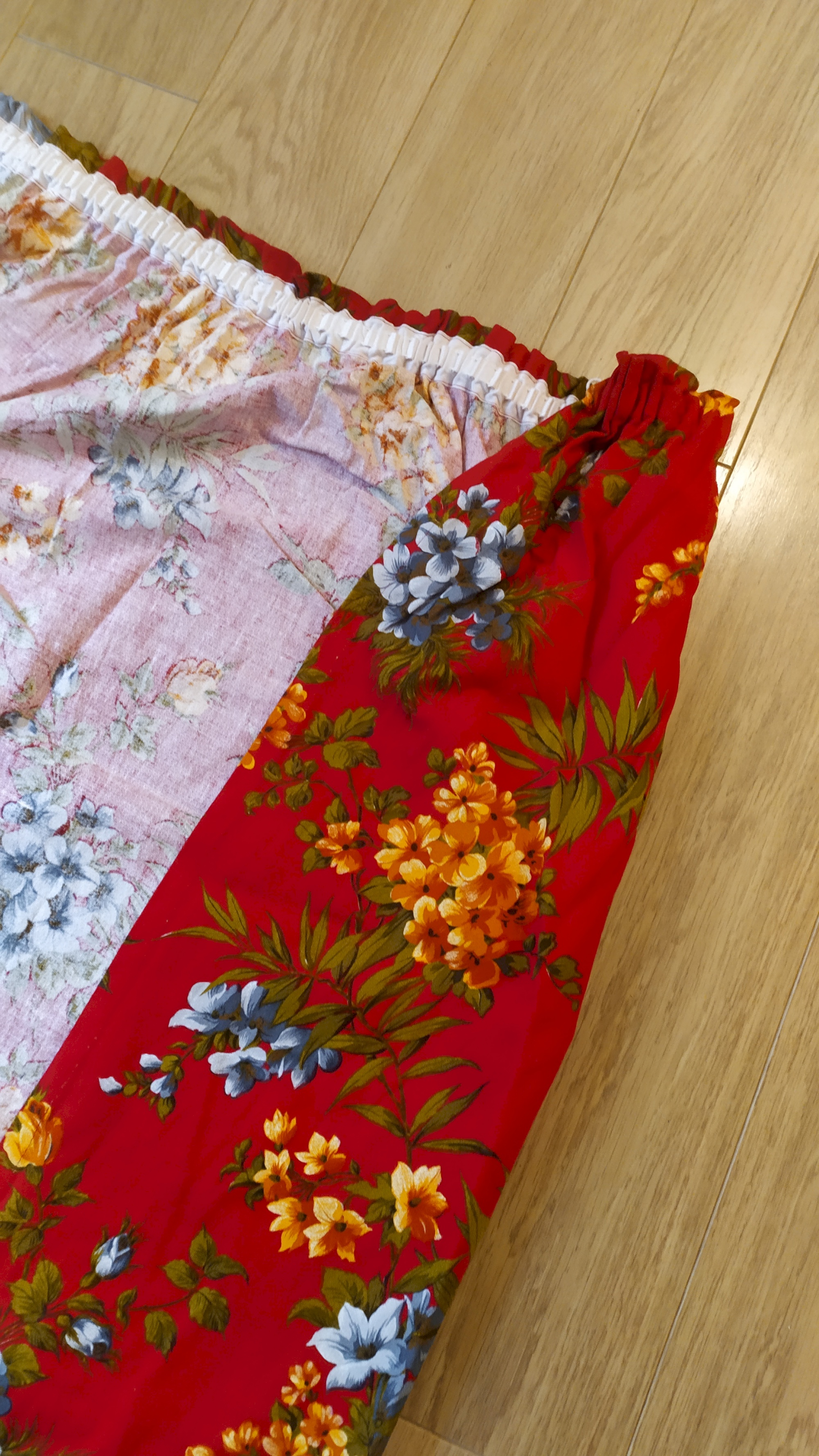 Paire de rideaux vintage Rouge Coton Floral,Végétal