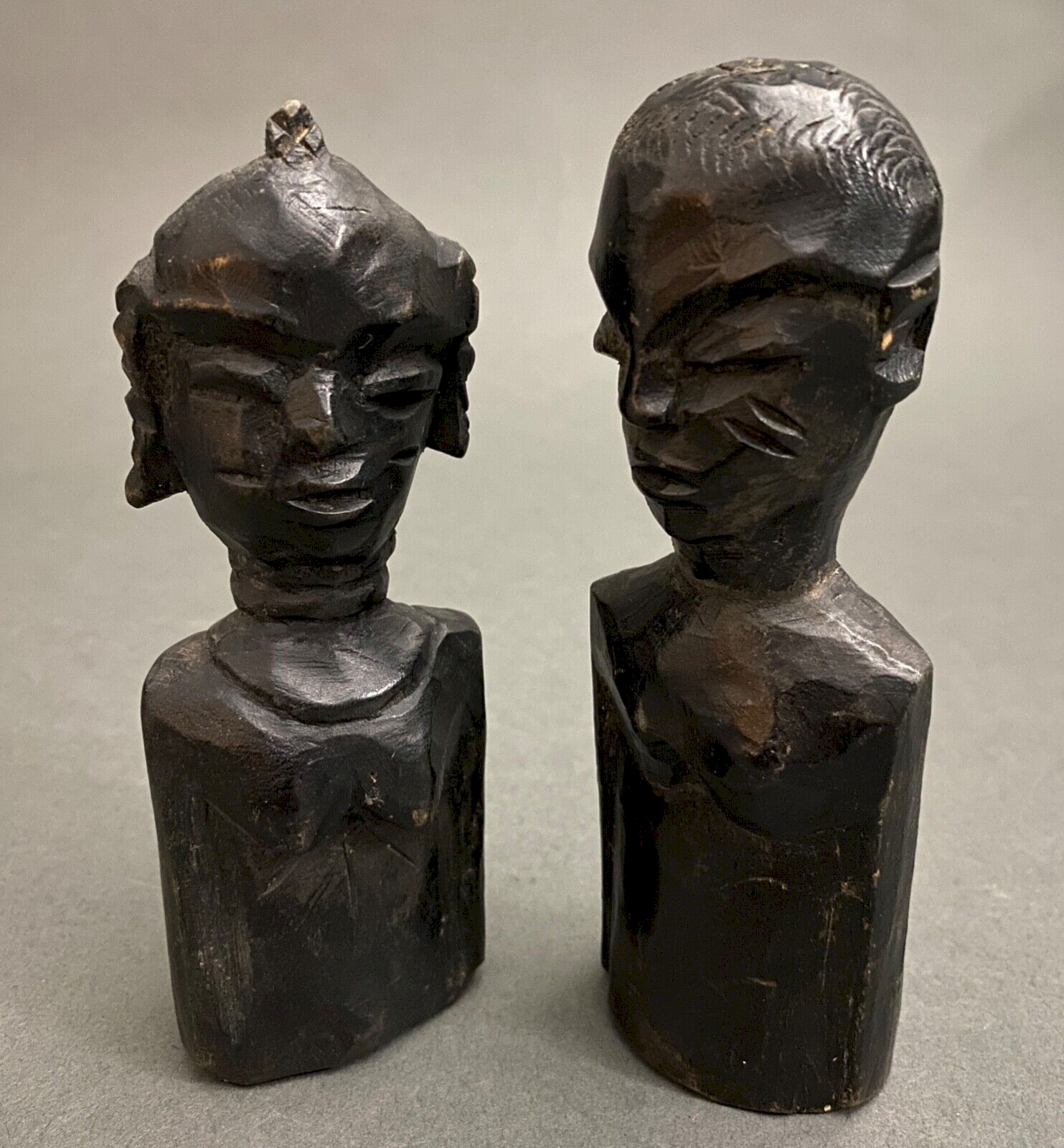 Paire de statuettes en bois sculptures d'Afrique couple 1960 H6309 ...