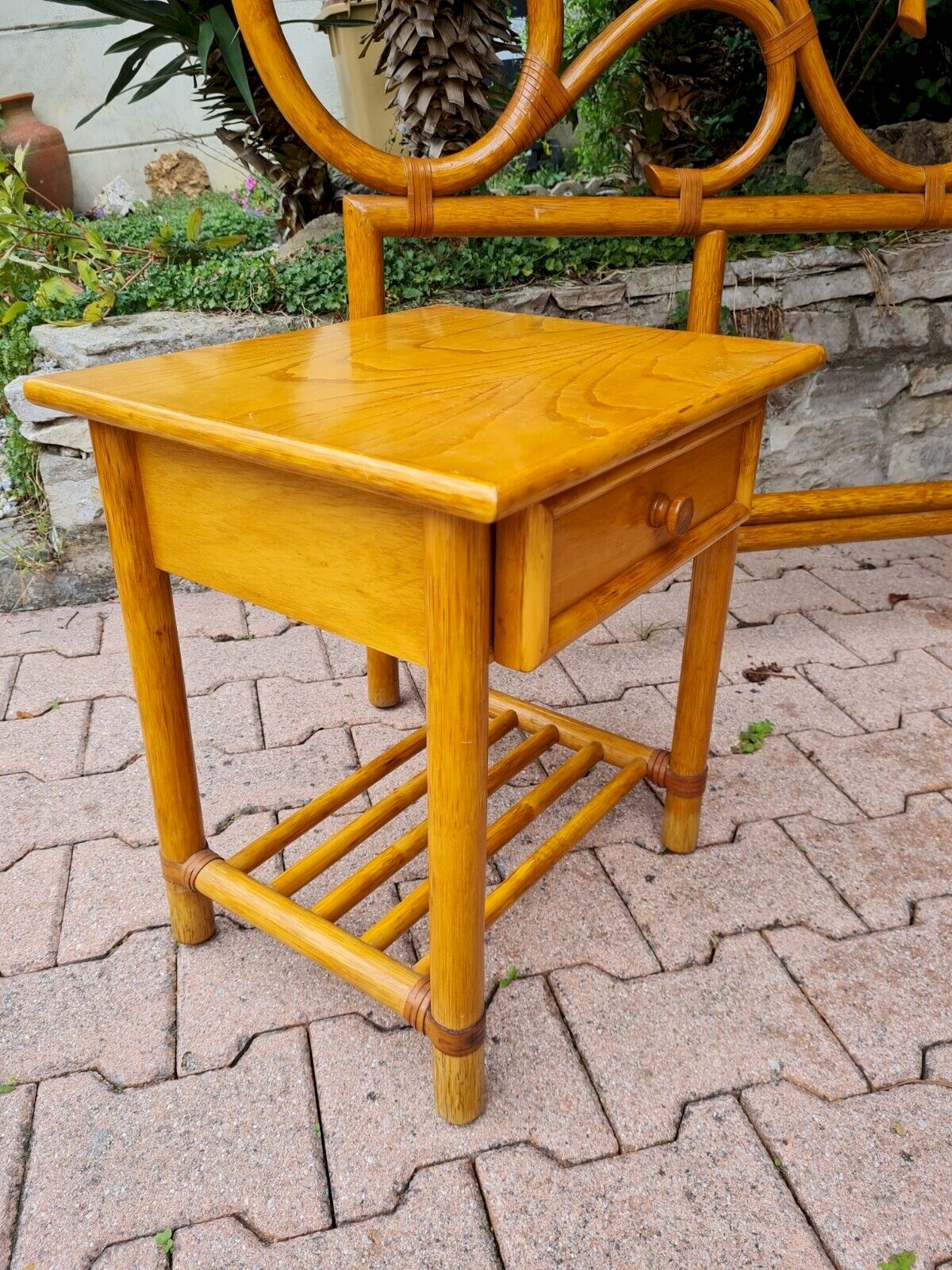 PAIRE DE TABLE DE CHEVET EN ROTIN MAUGRION Classique Naturel Bois