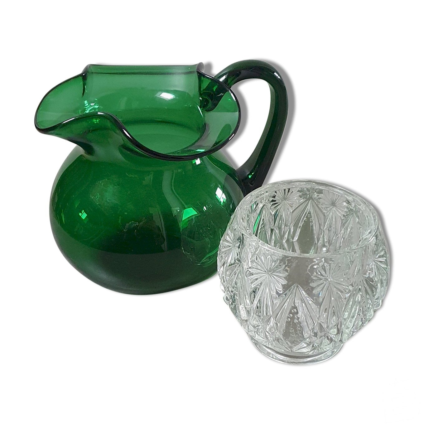 Pichet et vase Transparent/Vert Verre