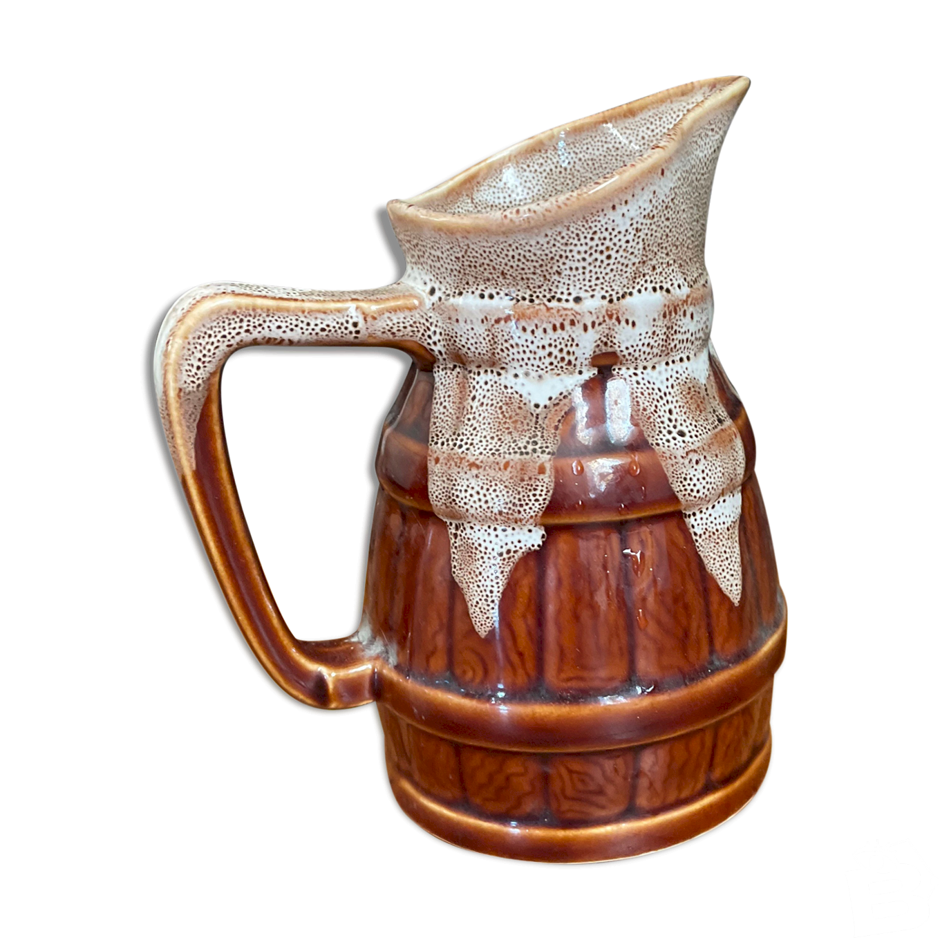Old barrel pitcher Beige/Brown Ceramic - Sold
