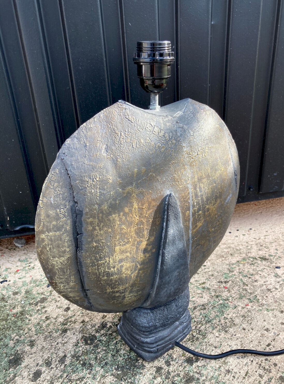 Pied de lampe céramique - Vintage années 70 Doré